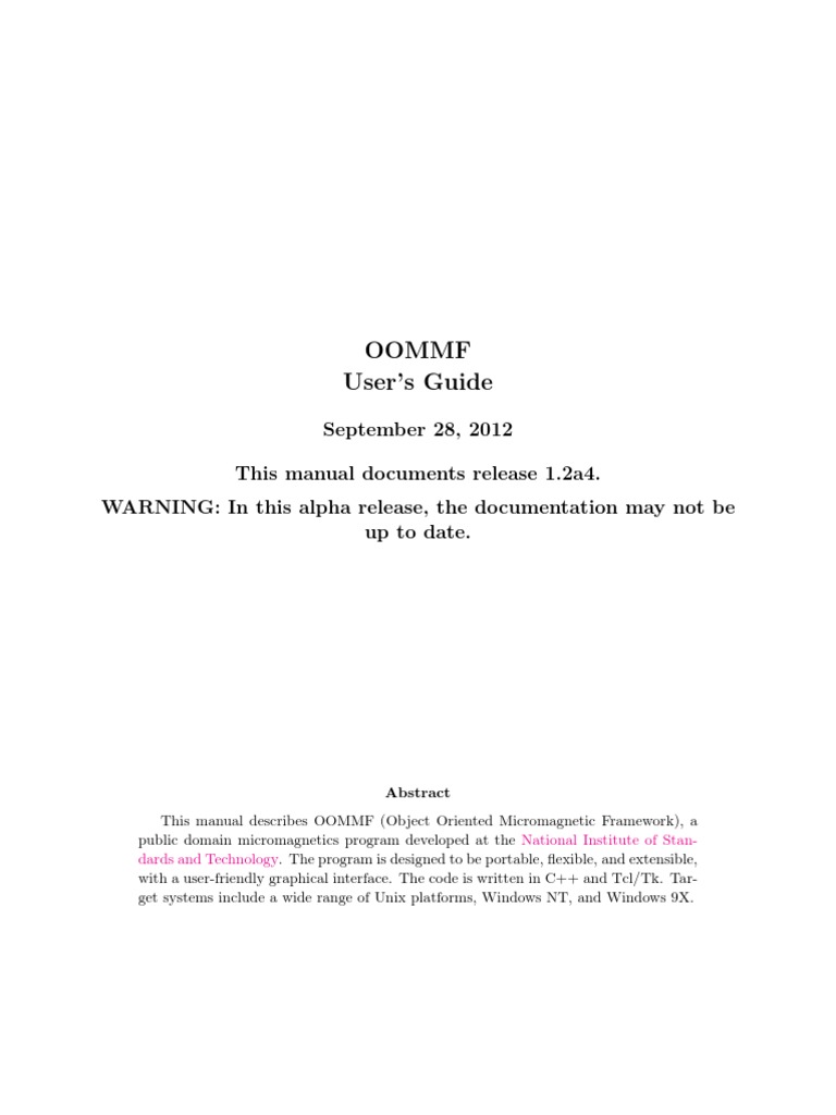 Oommf User's Guide | PDF | Linux Distribution | Command Line Interface