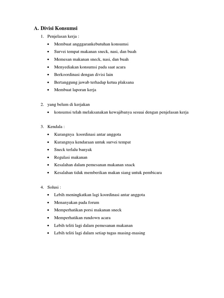 Divisi Konsumsi | PDF