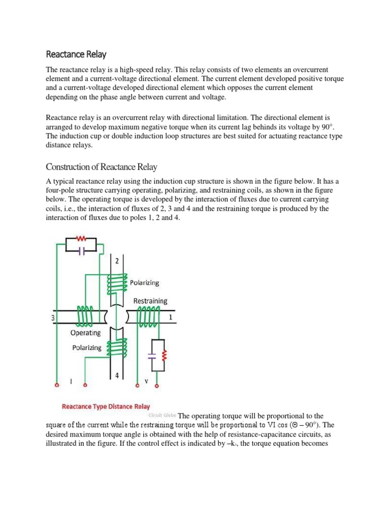 Reactance Relay Properties | PDF | Relay | Electromagnetic Induction