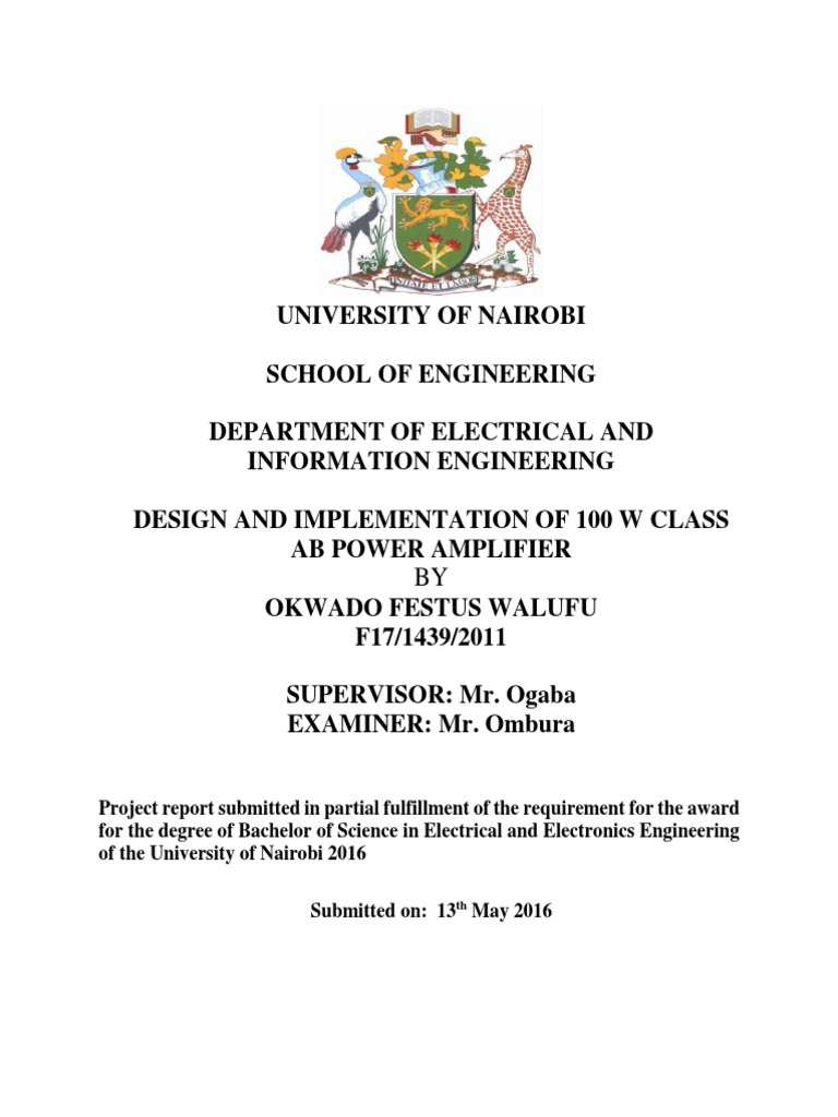 Design and Implementation of 100 W Class AB Amplifier | PDF | Amplifier ...