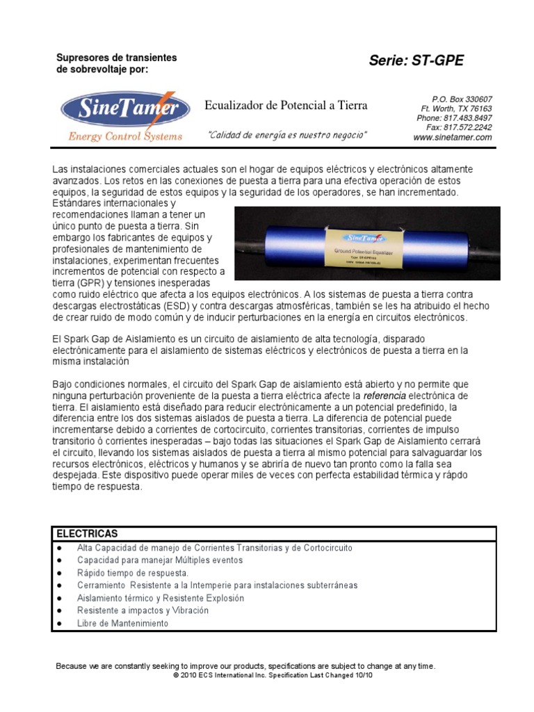 Sinetamer - Equalizador | PDF | Descarga electrostática | Electricidad