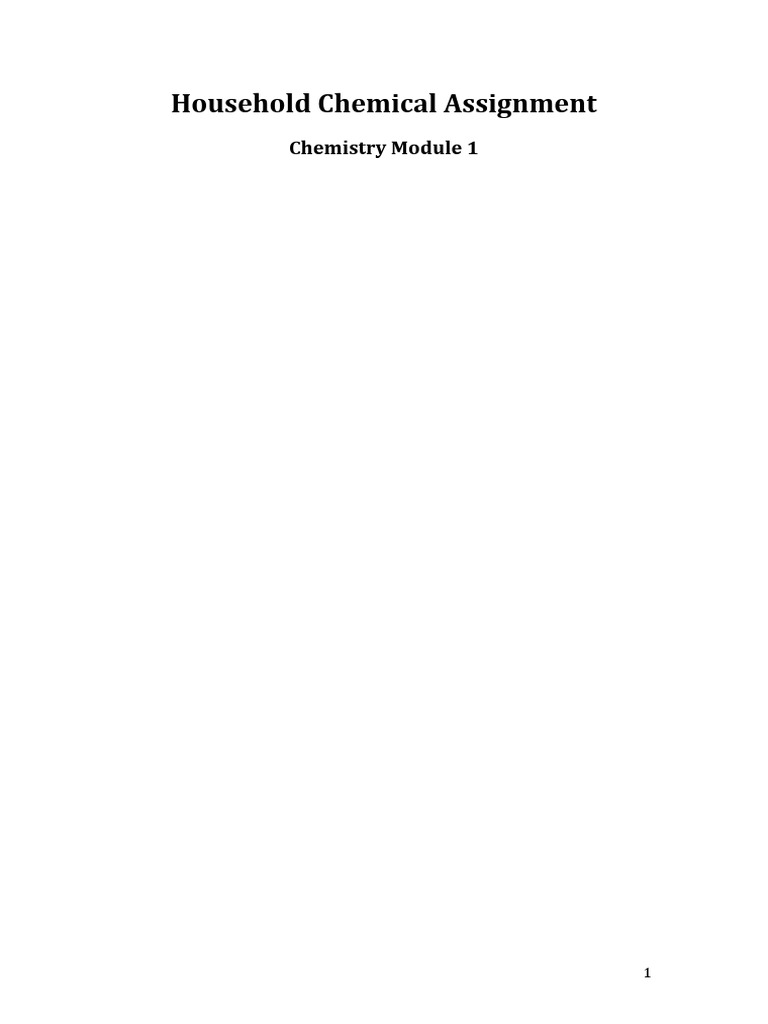 Household Chemical Assignment: Chemistry Module 1 | PDF | Chlorine ...