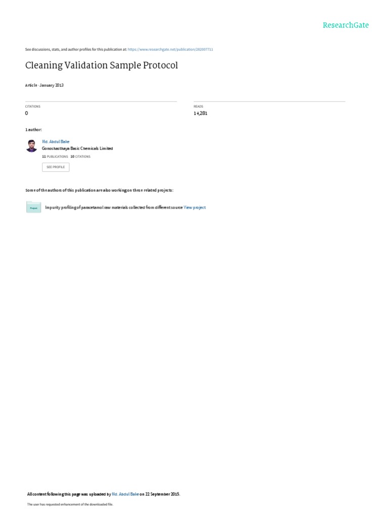 Cleaning Validation Protocol Template | PDF | Purified Water | Nature