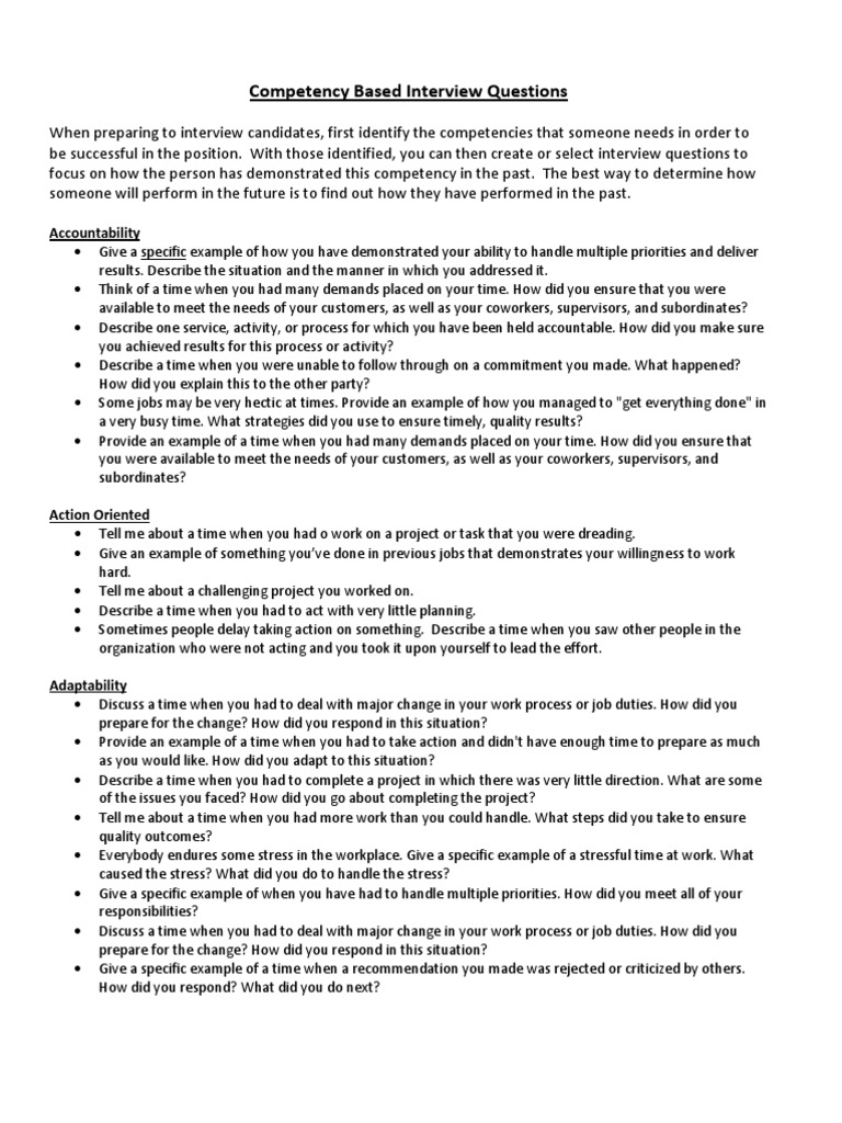 Competency Interview | Download Free PDF | Competence (Human Resources ...