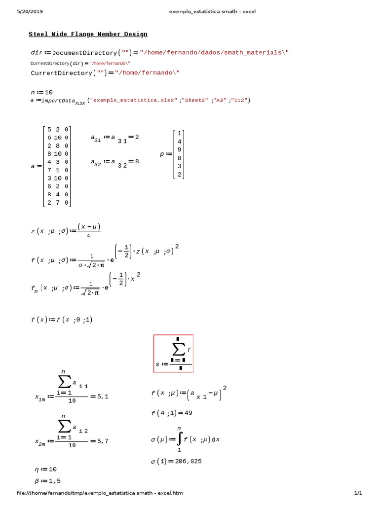 Exemplo - Estatistica Smath - Excel | PDF