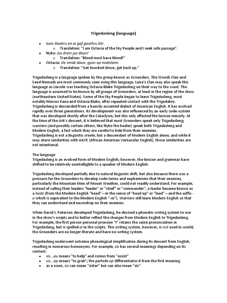 Trigedasleng Language | PDF | Verb | Grammatical Tense