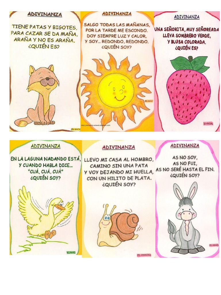 Adivinanza y Poemas para Niños y Niñas | PDF