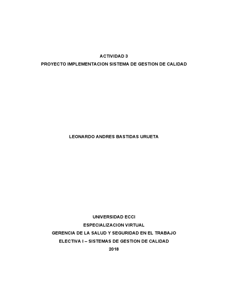 Proyecto Implementacion Sistema de Gestion de Calidad | PDF | Calidad ...