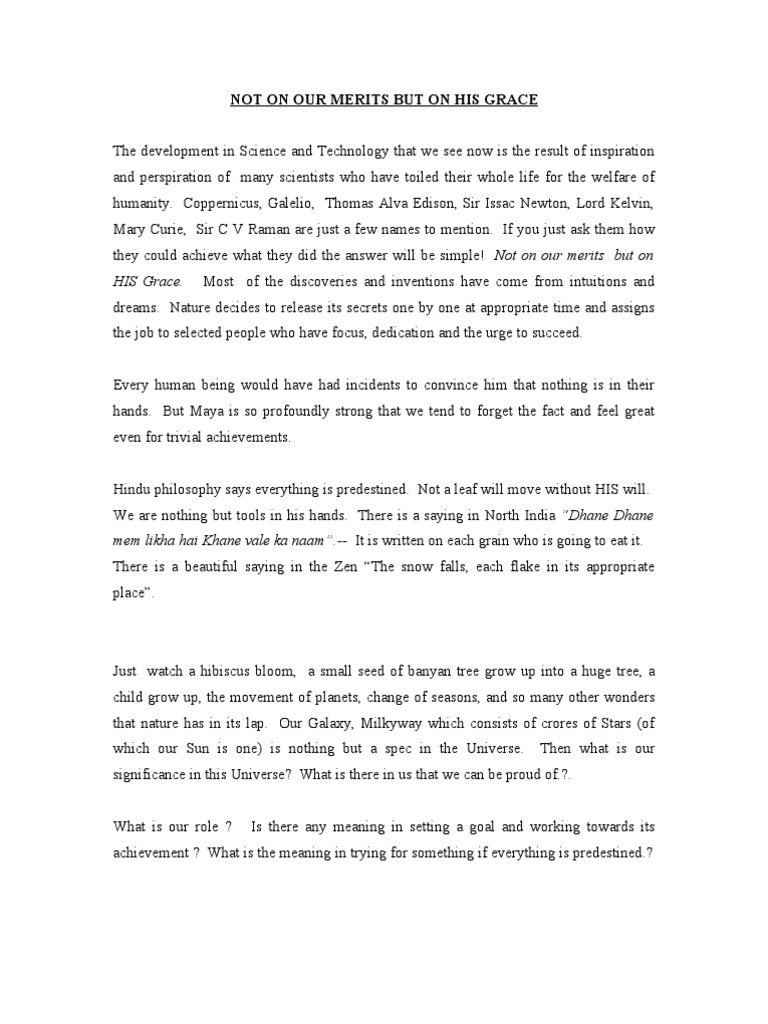 Not On Our Merits But On His Grace | PDF | Religious Faiths
