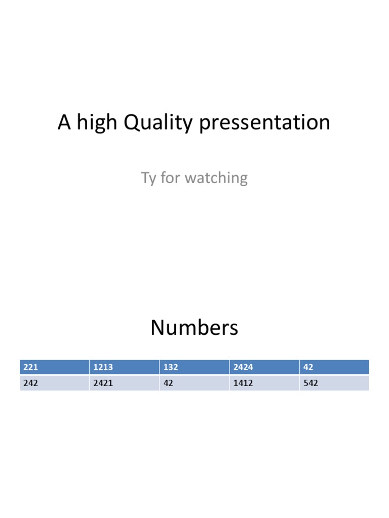 High-Quality Presentation Overview | PDF