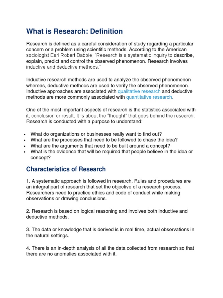What Is Research: Definition | PDF | Survey Methodology | Qualitative ...