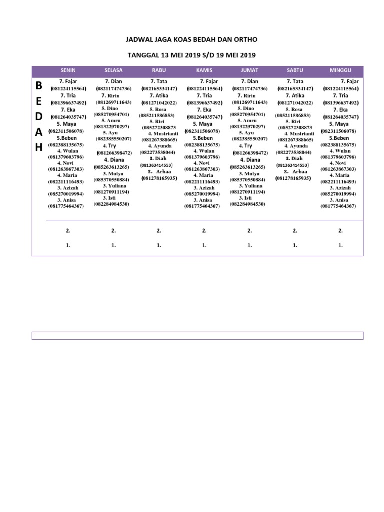 Jadwal Jaga Terbaru | PDF