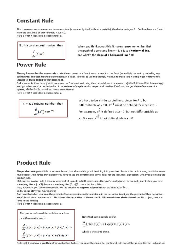 Constant Rule | PDF | Derivative | Exponentiation