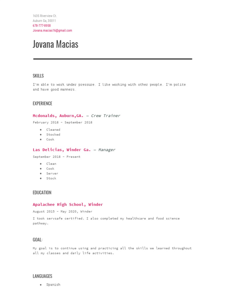 Jovana Macias: Skills | PDF