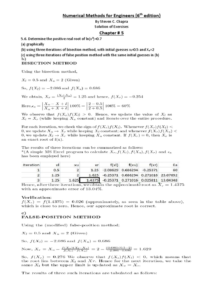 Numerical Methods For Engineers (6 Edition) | PDF
