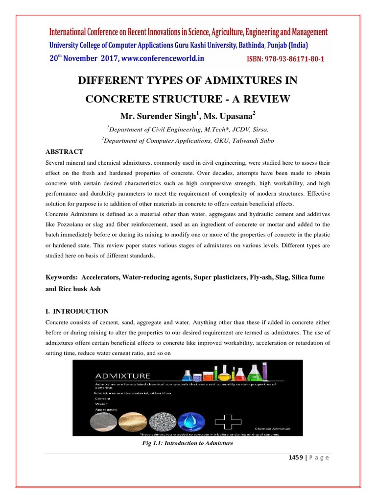 Different Types of Admixtures in Concrete Structure - A Review PDF ...