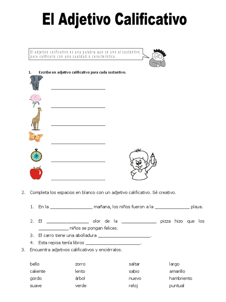 Actividades de Adjetivos para Tercer Grado | PDF | Adjetivo | Filología