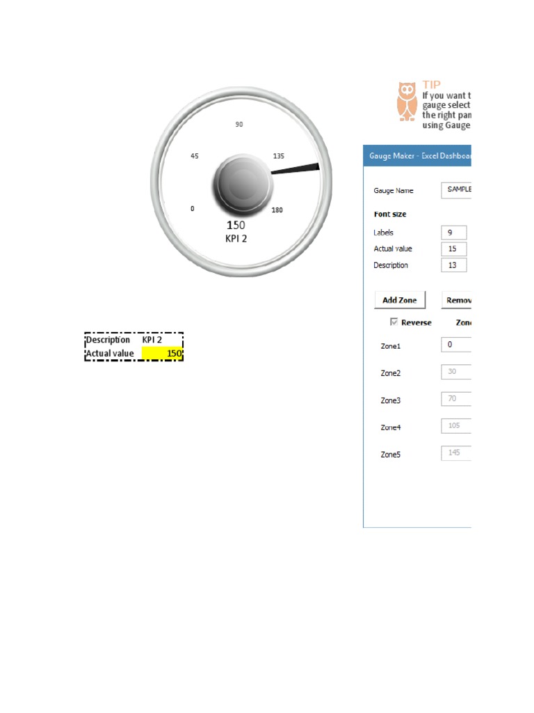 Description Kpi 2 Actual Value 150: If You Want To Edit The Gauge ...