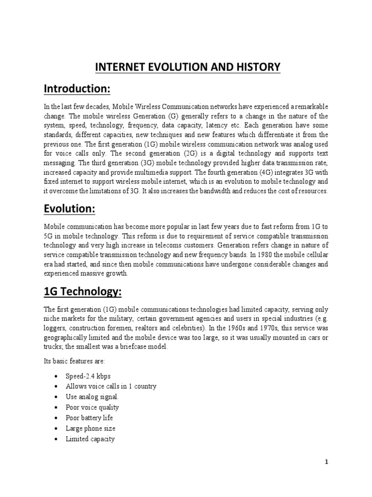 Internet Evolution and History | PDF | 3 G | 4 G