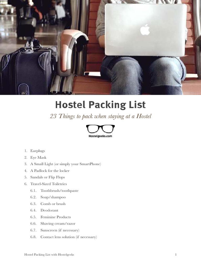 Hostel Packing List | PDF | Equipment