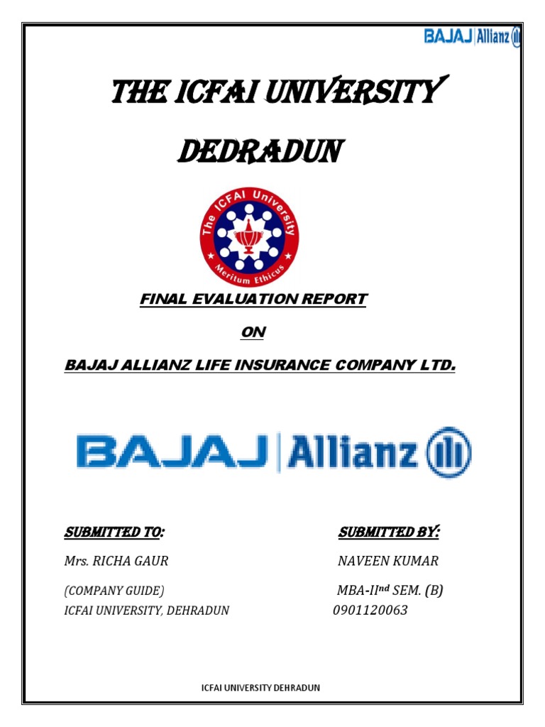 Final Evaluation Report on Bajaj Allianz Life Insurance Company Ltd ...
