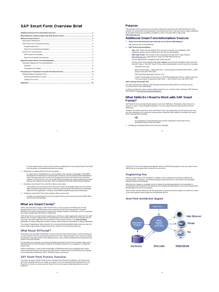 SAP Smart Form Overview Brief: Purpose | PDF | Software | Computer ...