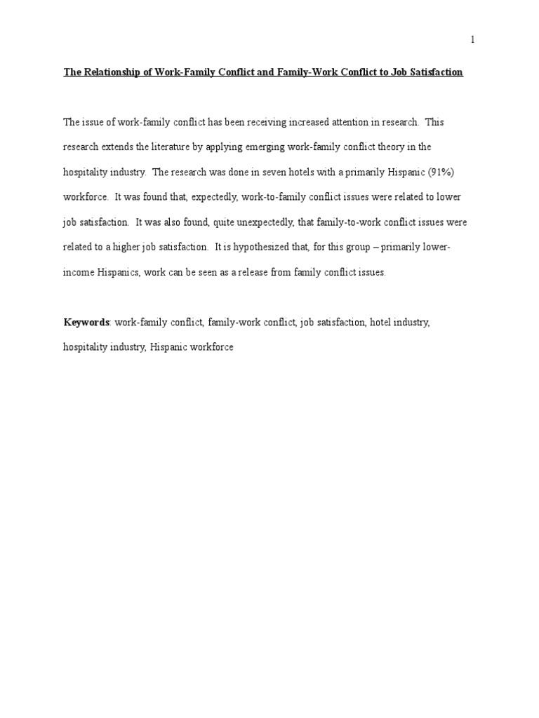 Work-Family Conflict's Impact on Job Satisfaction | PDF | Job ...