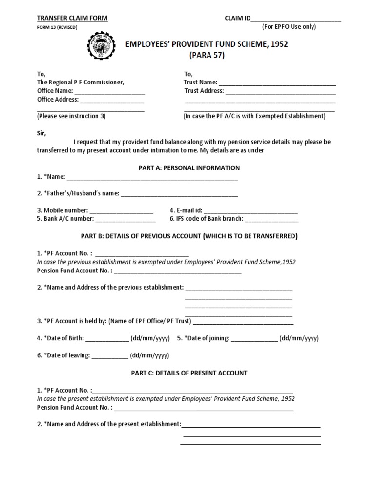 Transfer Claim Form | PDF | Government | Business