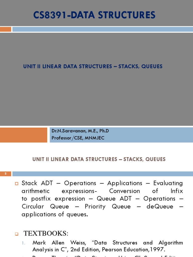 Cs8391 Data Structures Unit Ii Pdf Queue Abstract Data Type Scheduling Computing