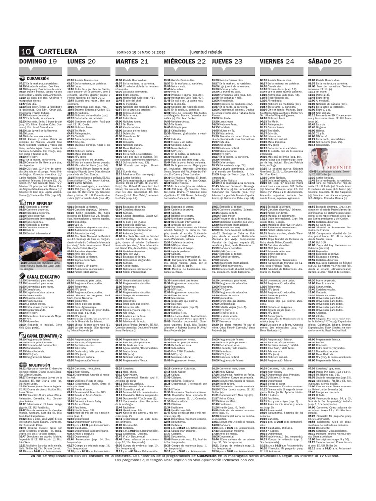 Programación Diaria de Televisión | PDF | Cuba | Entretenimiento (general)