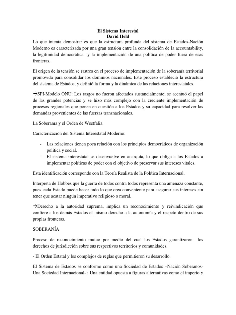 SPI-Caracterización del sistema interestatal moderno | PDF | Estado ...