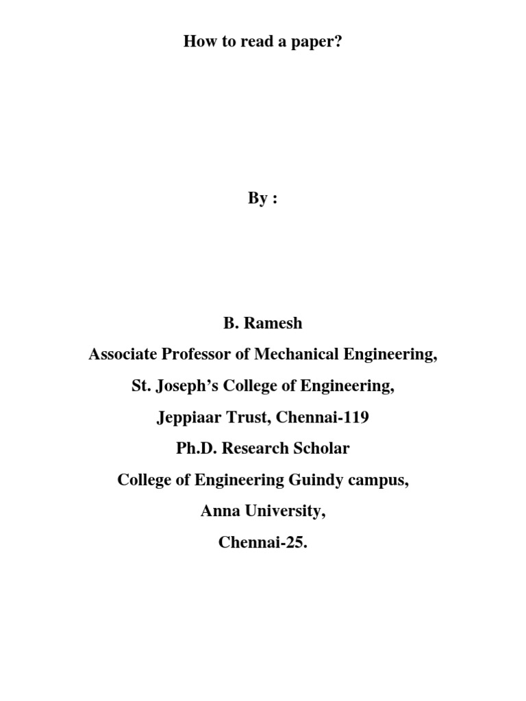 How To Read A Paper | PDF
