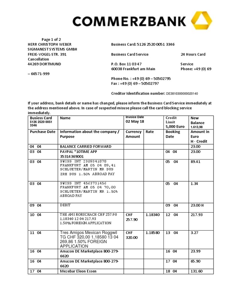Translated File CC Bill April 1 | PDF | Invoice | Banking