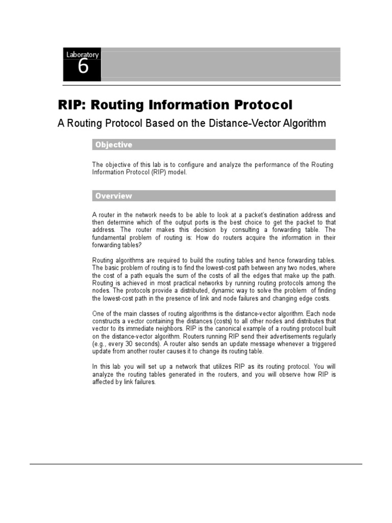 Lab 6 RIP | PDF | Routing | Ip Address