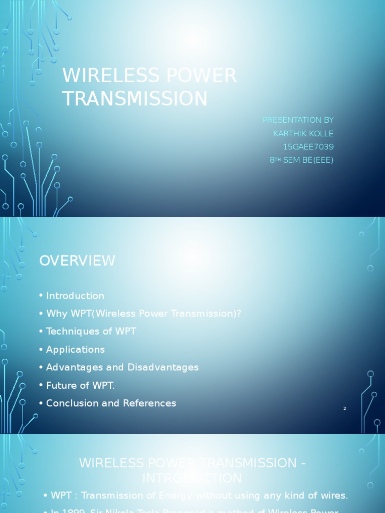 Wireless Power Transmission | PDF | Inductor | Electric Power Transmission