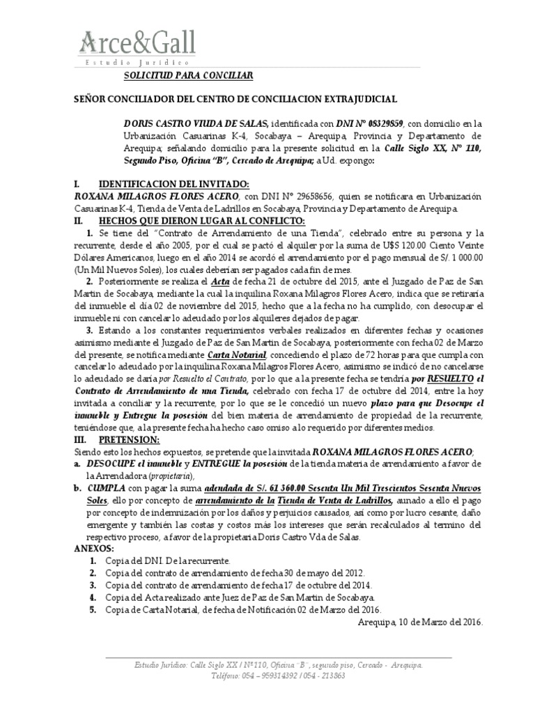 Solicitud Conciliar Roxana | PDF