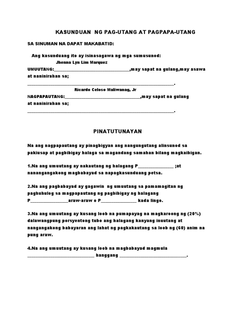 Kasunduan-Ng-Pagpapautang 2 | PDF