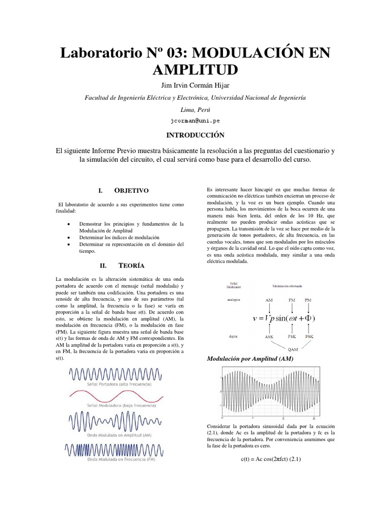 Modulacion en Amplitud Informe Previo 3 | PDF | Refracción | Olas