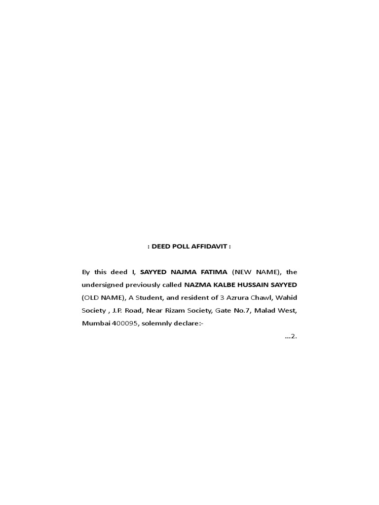 Deed Poll Affidavit | PDF