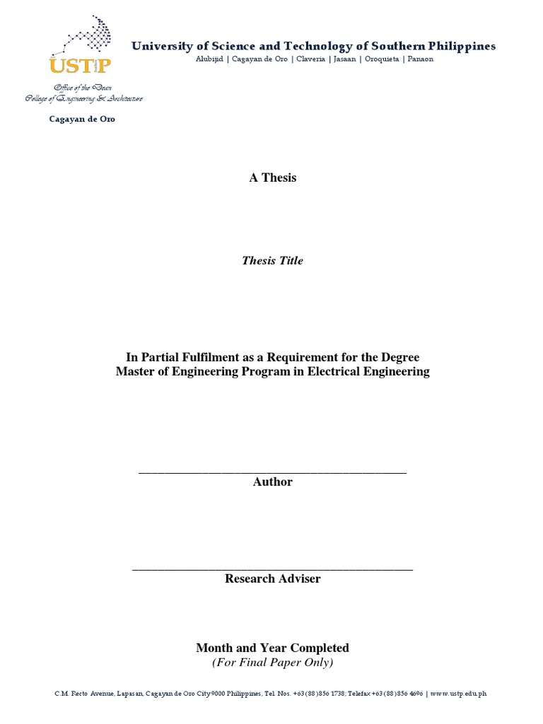 Engineering Thesis Concept Paper Template | PDF | Thesis | Science