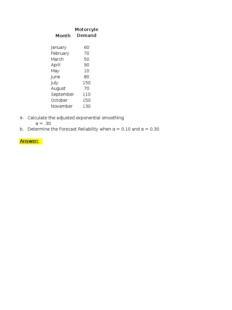 Exercises OPRES Forecasting | PDF | Moving Average | Forecasting