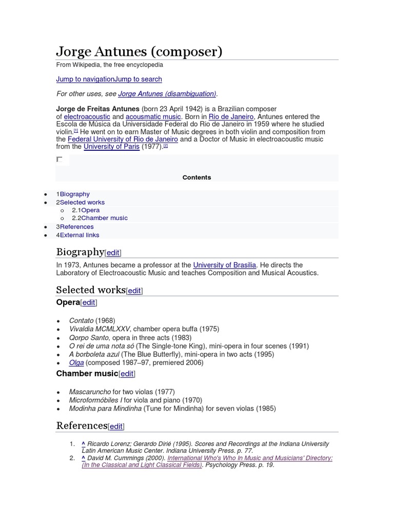 Jorge Antunes (Composer) : Biography | PDF