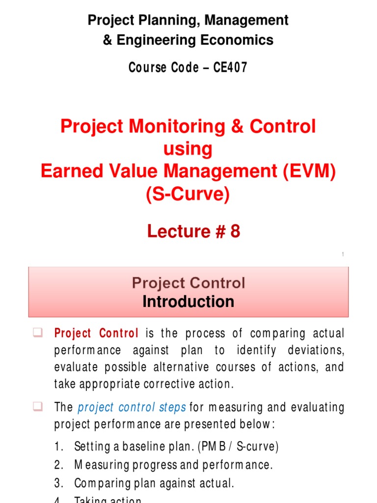 Lesson 08 EVM, S-Curve (Fall 2018) | PDF | Business