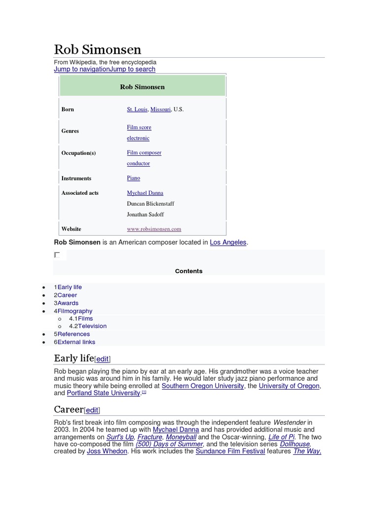 Rob Simonsen | PDF | Entertainment | Leisure