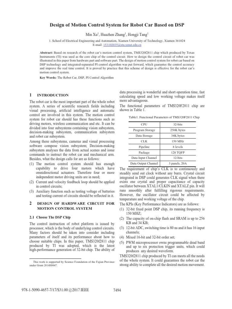 Design of Motion Control System For Robot Car Based On DSP | PDF ...