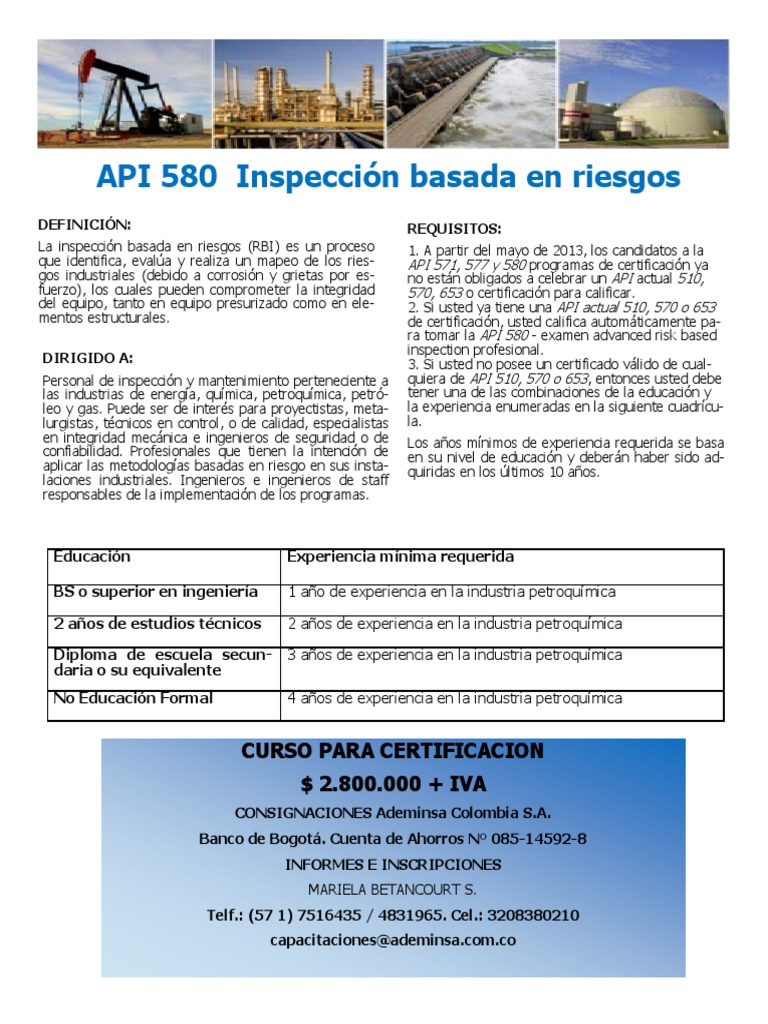 API 580 Información Curso y Examen | PDF | Ingeniería | Naturaleza