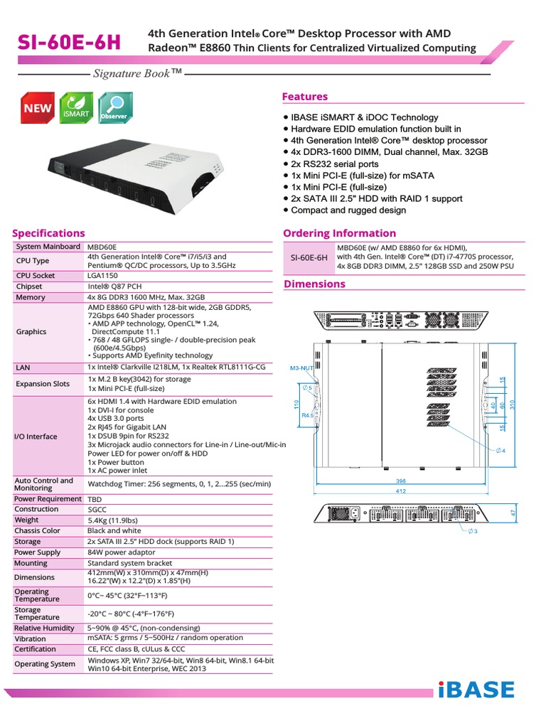 SI 60E 6H - Datasheet | PDF | Advanced Micro Devices | Computer Engineering