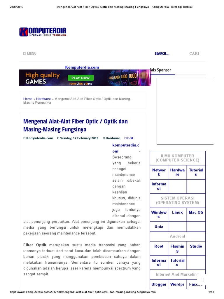 Mengenal Alat-Alat Fiber Optic - Optik Dan Masing-Masing Fungsinya ...