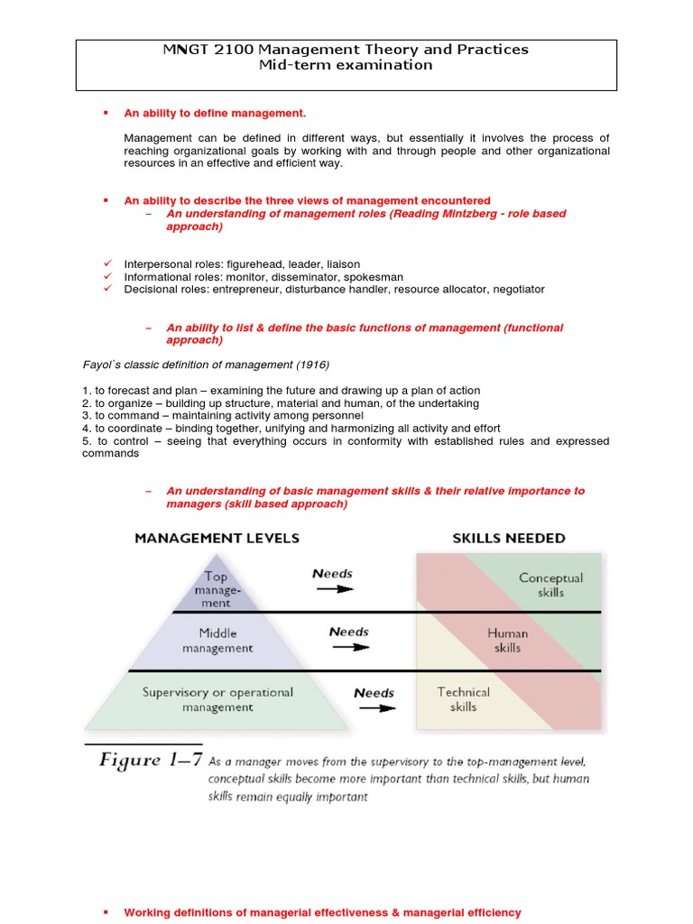 Midterm Exam Guide: Management Theory | PDF | System | Goal