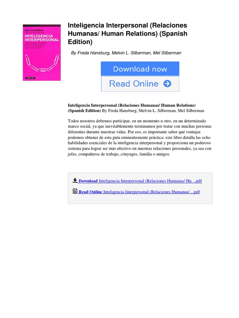 Inteligencia Interpersonal Relaciones Humanas Human Relations Spanish ...